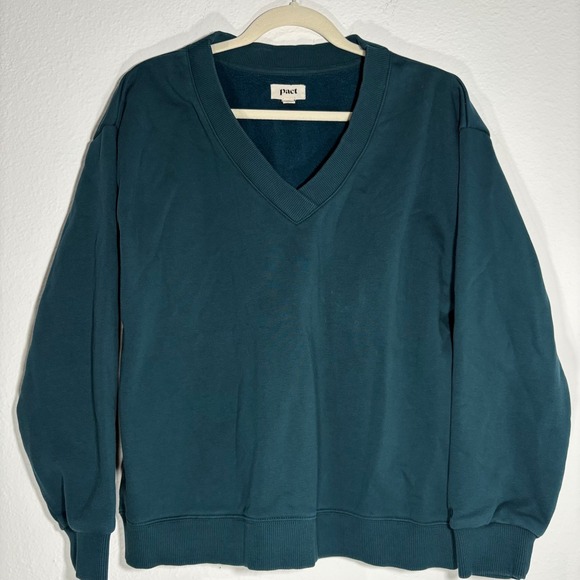 Pact | Tops | Pact L Teal V Neck Pullover Sweatshirt Long Sleeve ...